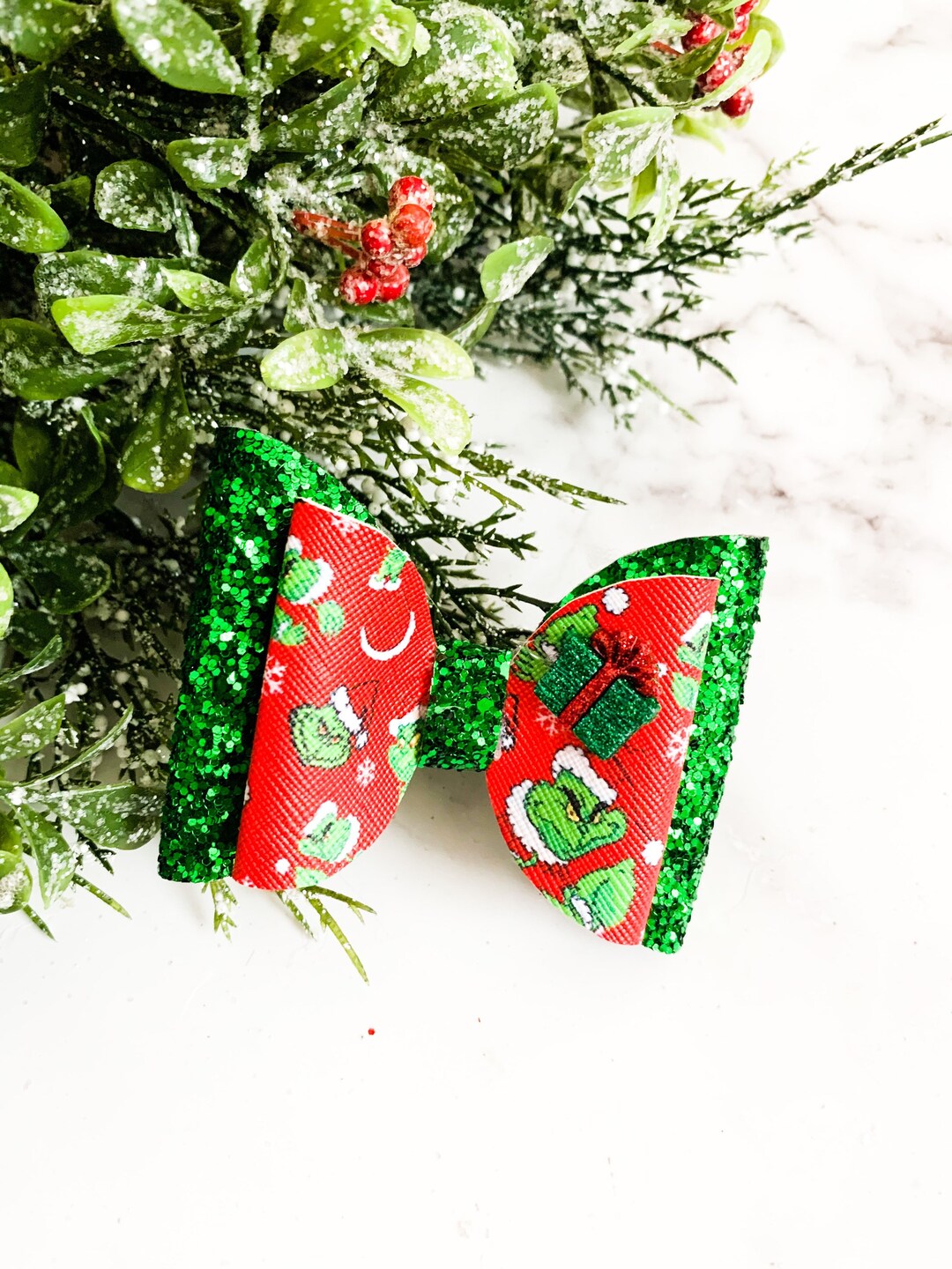 The Grinch Inspired Hair Bow, the Grinch Bow, Christmas Hair Bow ...