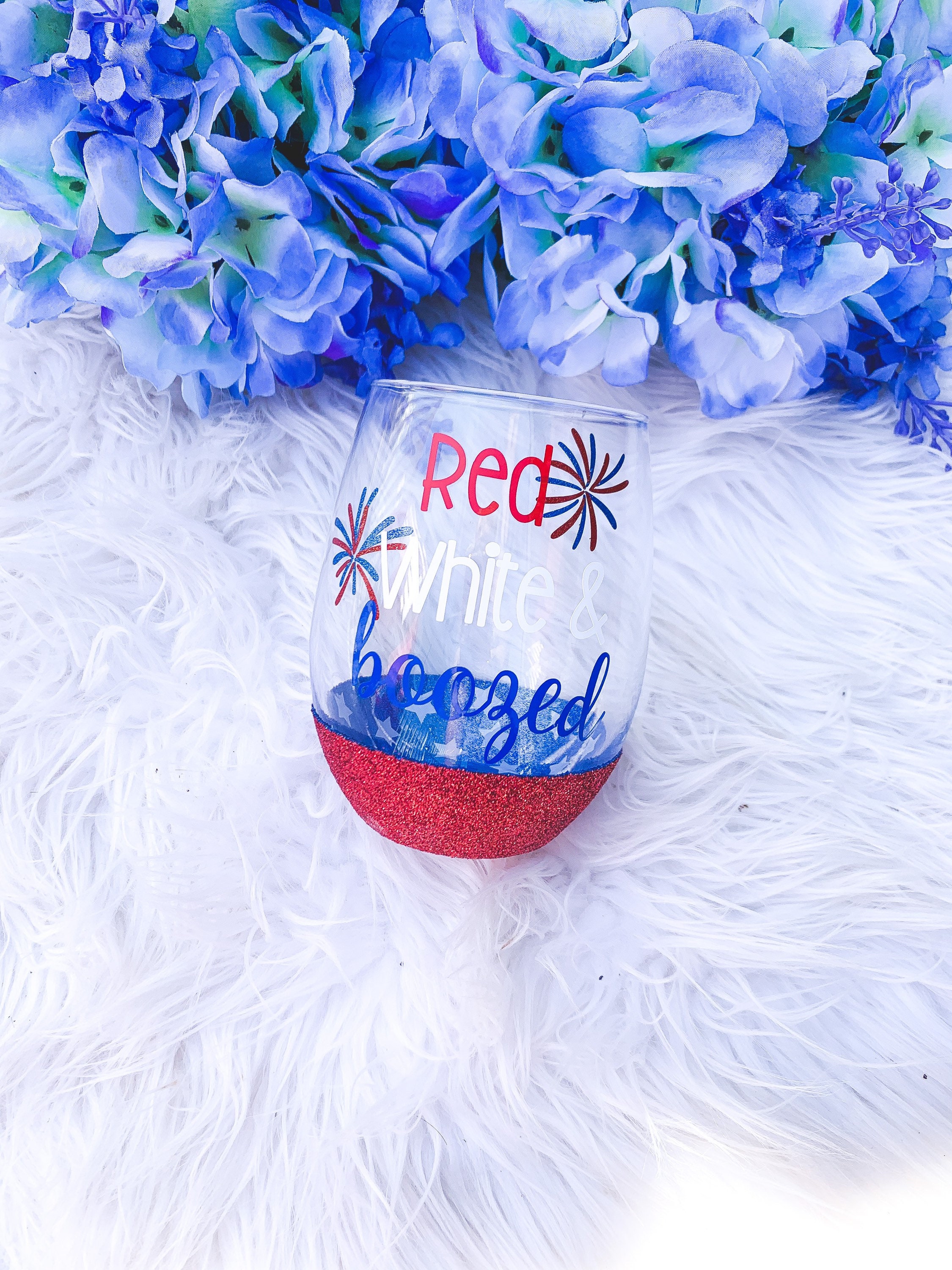 Red White & Boozed Peek a Boo Wine Glass, USA Wine Glass, July 4th Wine ...