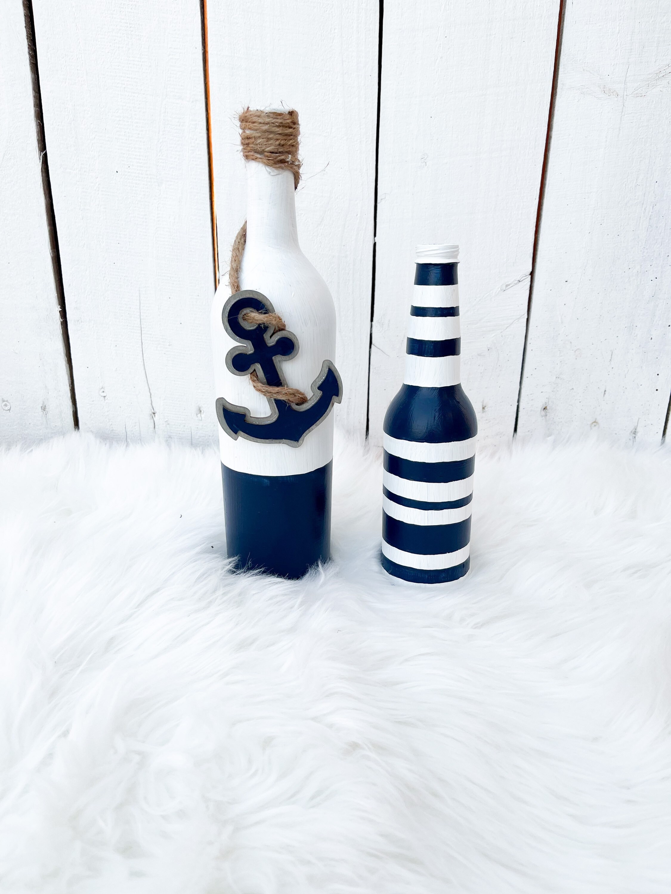 Nautical Wine Bottle, Nautical Decor, Beach Wine Bottle, Beach Decor ...