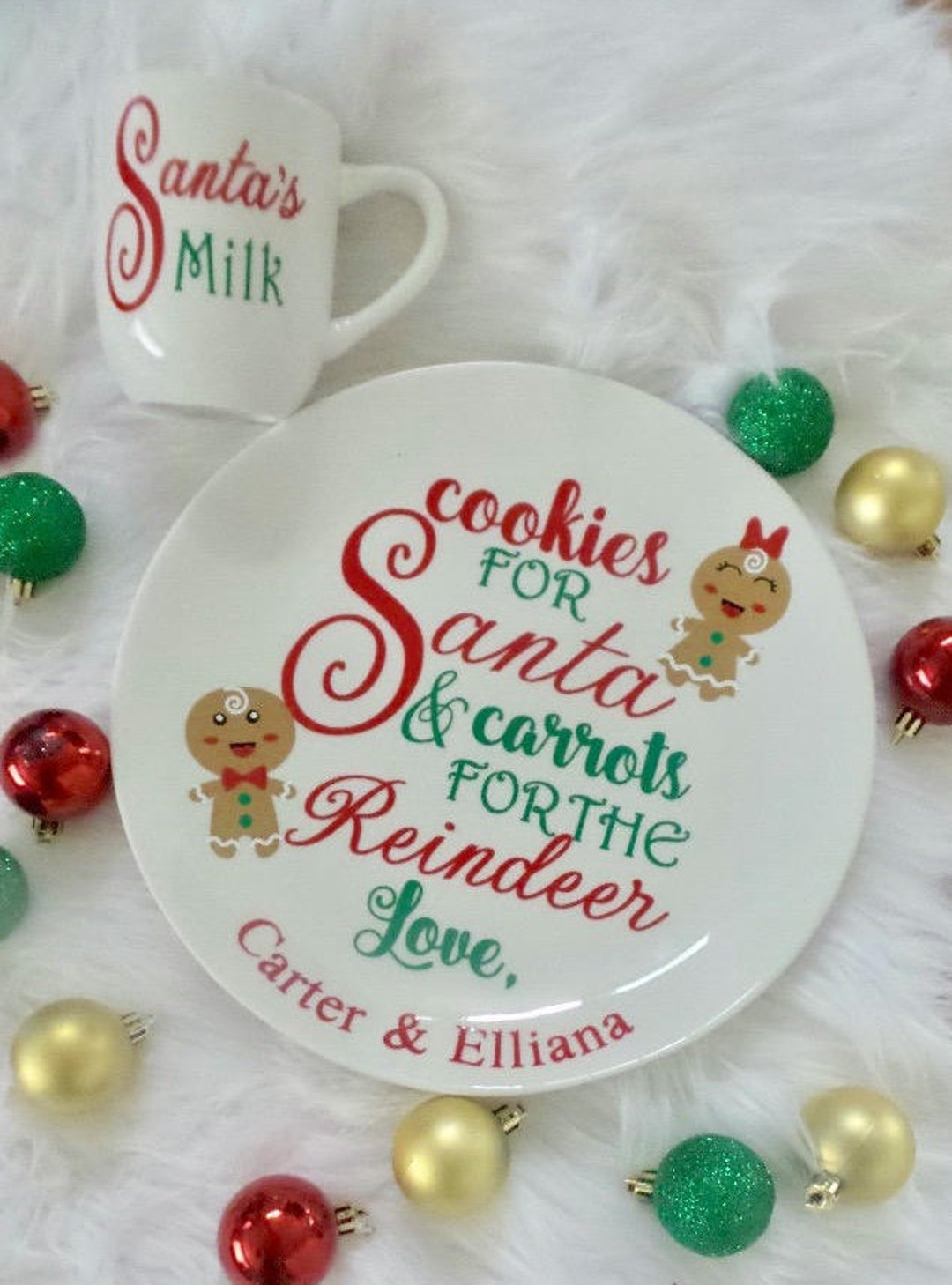 Personalized Santa Plate Set-santa Plate & Cup Set-christmas Tradition ...