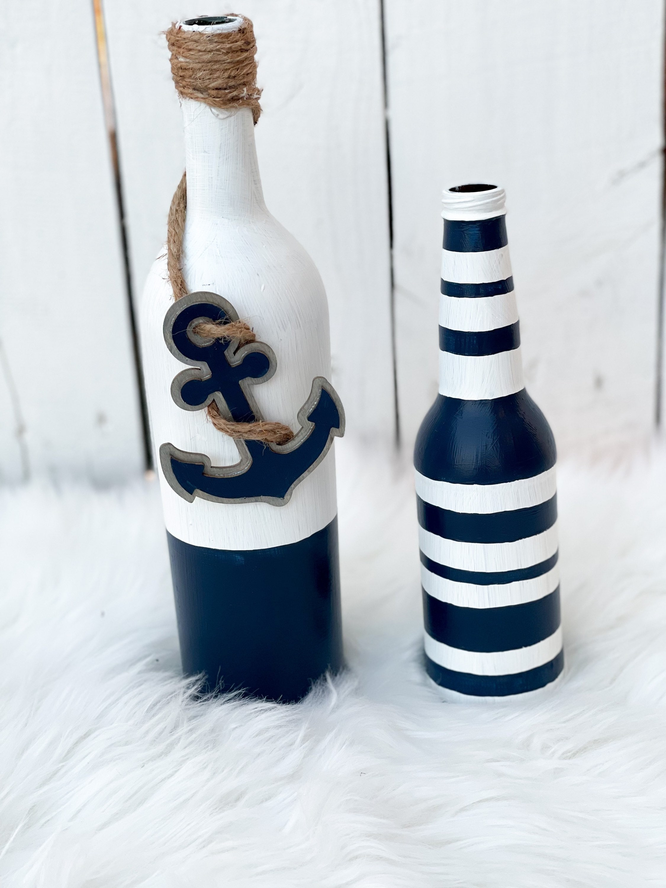 Nautical Wine Bottle, Nautical Decor, Beach Wine Bottle, Beach Decor ...