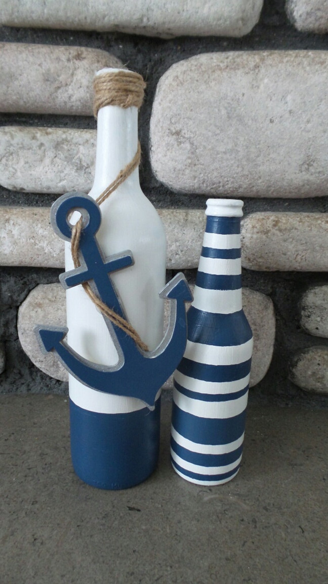 Nautical Wine Bottle Nautical Decor Beach Wine Bottle Beach | Etsy