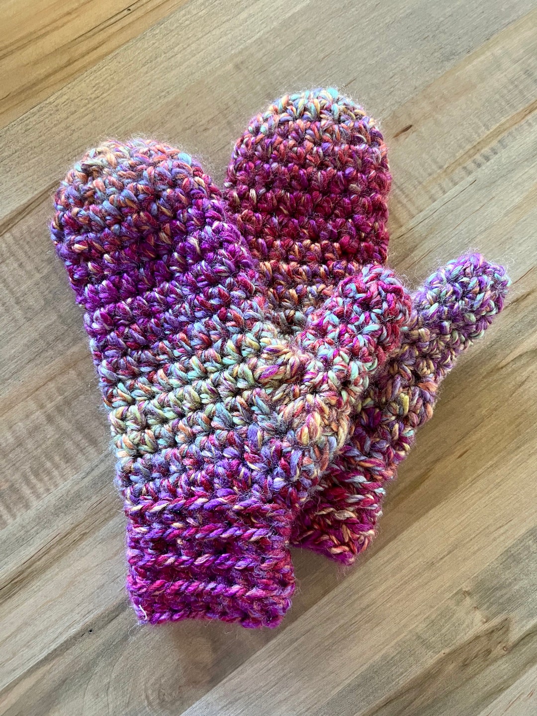 Crocheted Classic Bulky Winter Mittens - Women's Thick Mittens - Chunky ...