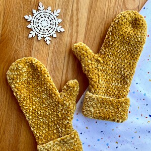 Velvety Cuffed Mittens - Crocheted Ultra Soft Winter Mittens - Women's ...