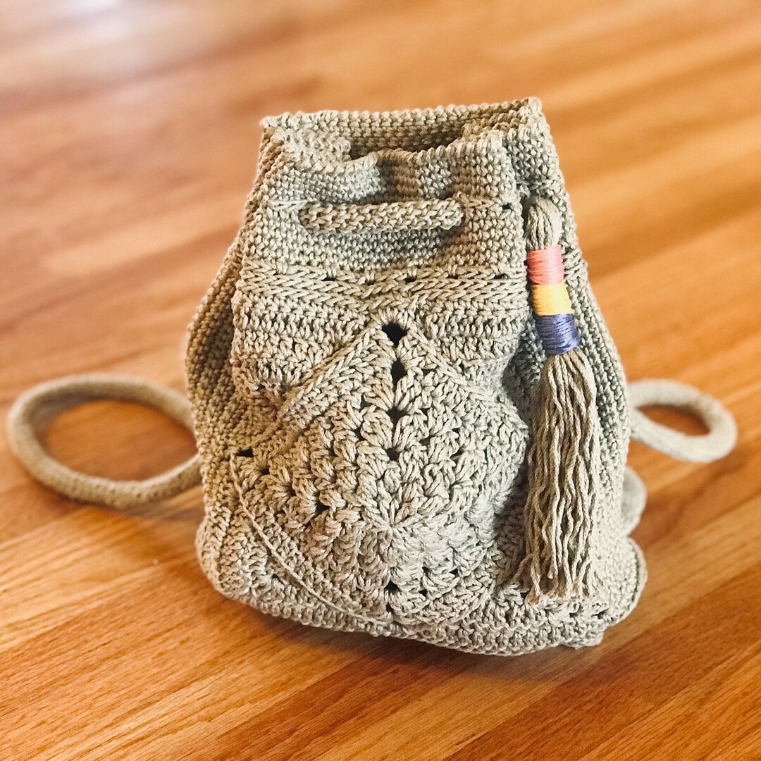 Crocheted Backpack Wildrose Backpack Crocheted Tote Summer Bag Boho Bag ...