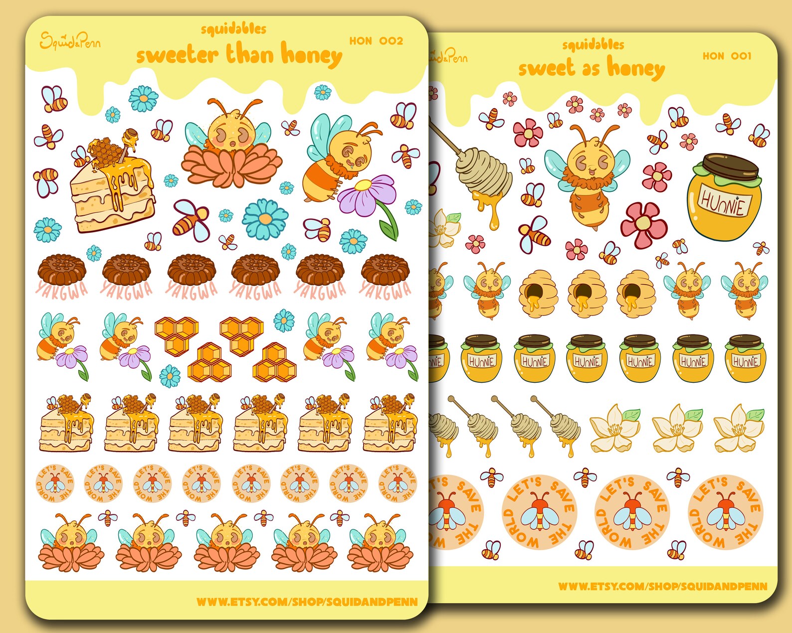 Sweet as Honey Bee Themed Sticker Sheets, Sweeter Than Honey, Cute Bee ...