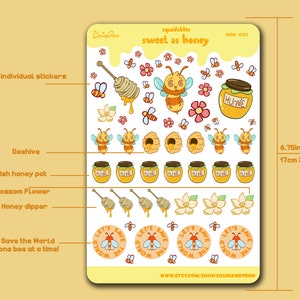 Sweet as Honey Bee Themed Sticker Sheets, Sweeter Than Honey, Cute Bee ...