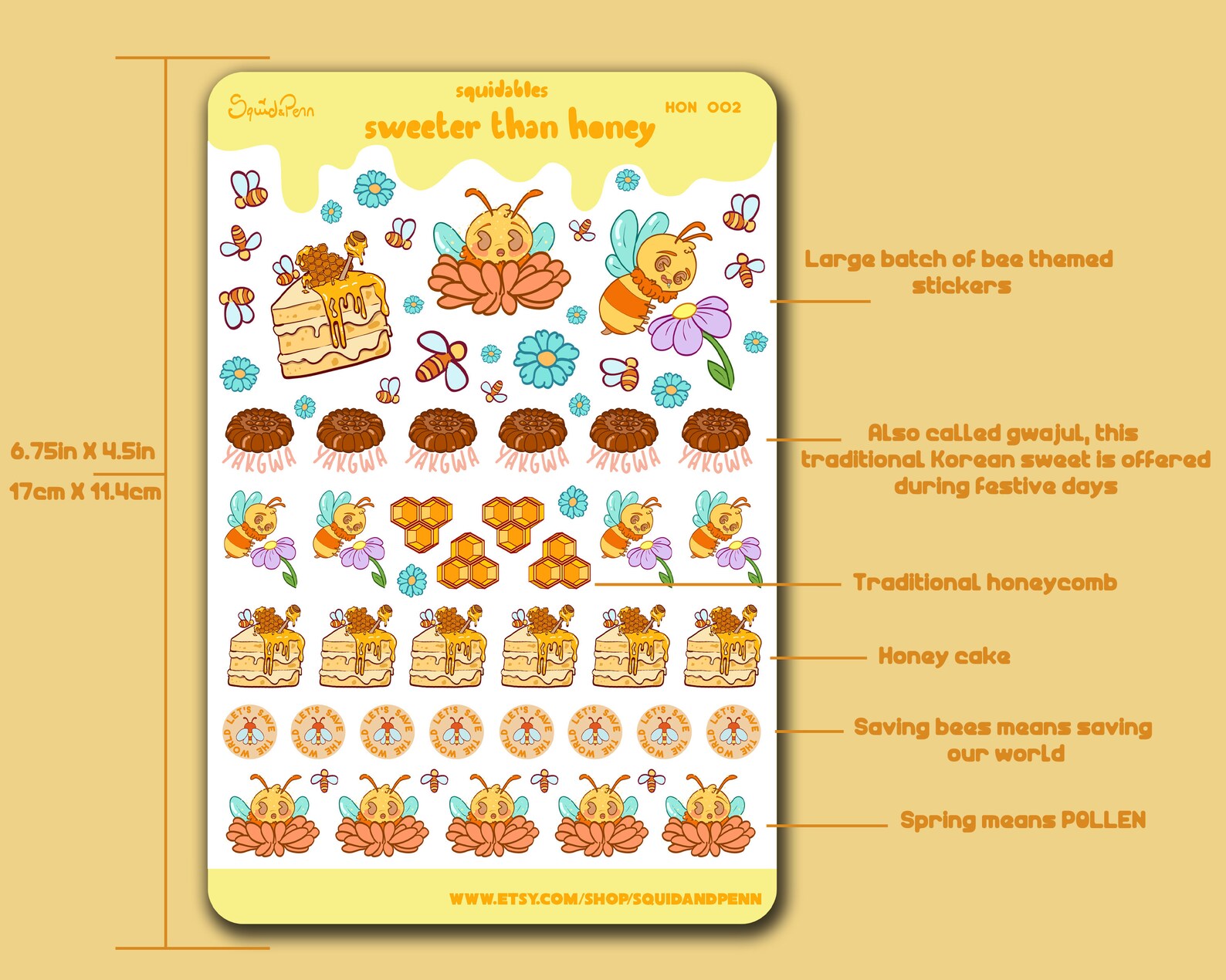 Sweet as Honey Bee Themed Sticker Sheets, Sweeter Than Honey, Cute Bee ...
