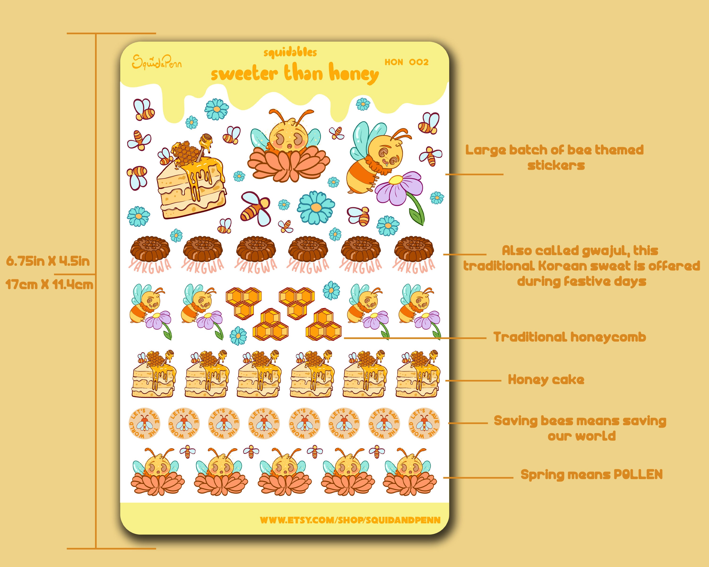 Sweet as Honey Bee Themed Sticker Sheets, Sweeter Than Honey, Cute Bee ...