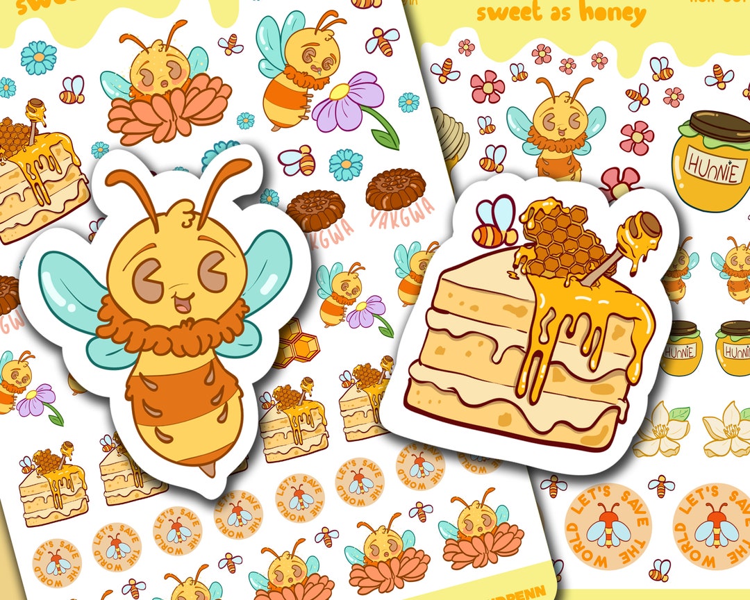 Sweet as Honey Bee Themed Sticker Sheets, Sweeter Than Honey, Cute Bee ...