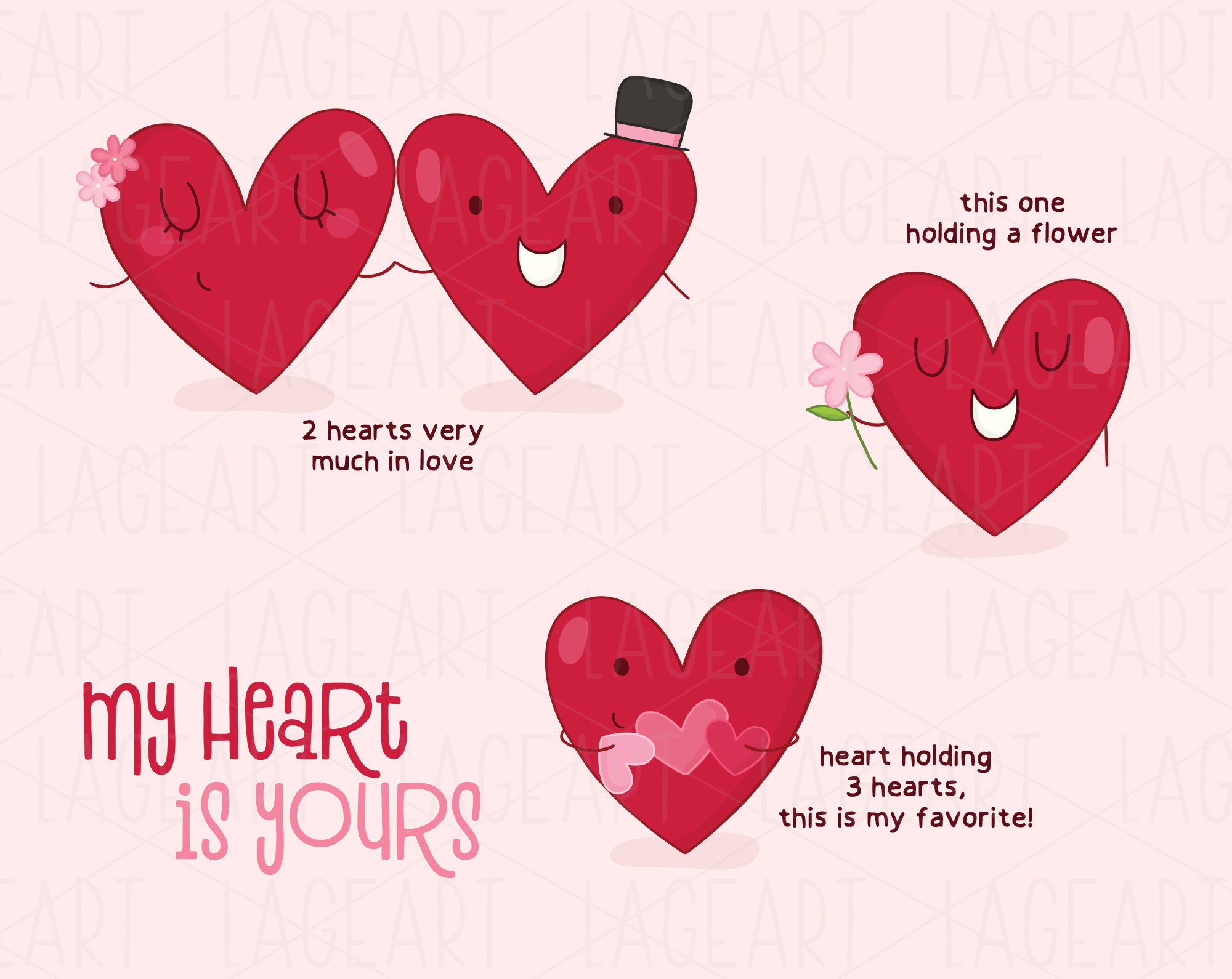 Valentines Day Clipart / Hearts Clipart Set / PNG / Love Illustration ...