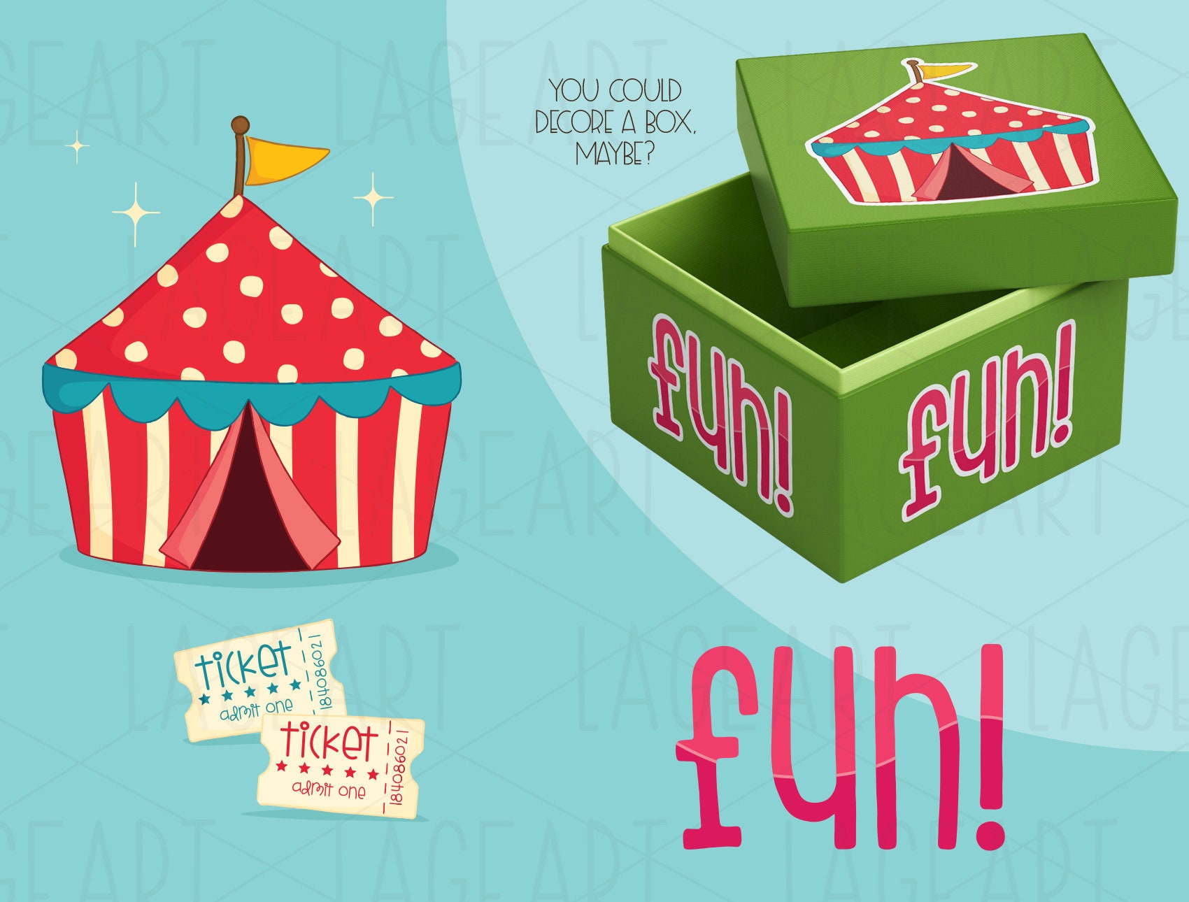 Circus Clipart / Tent Clowns Trapeze Magician Sea-lion Elephant Monkey ...