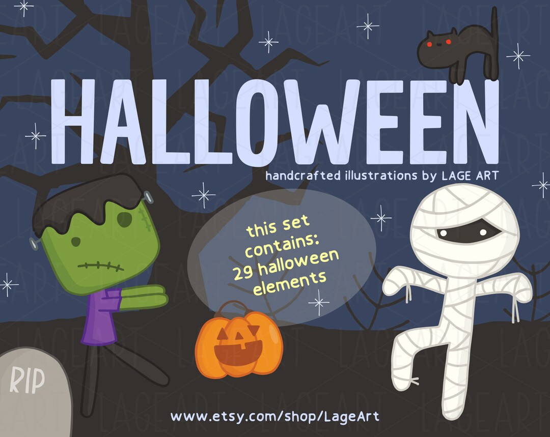 Halloween Clipart / Halloween Illustration / Frankenstein / Mummy ...