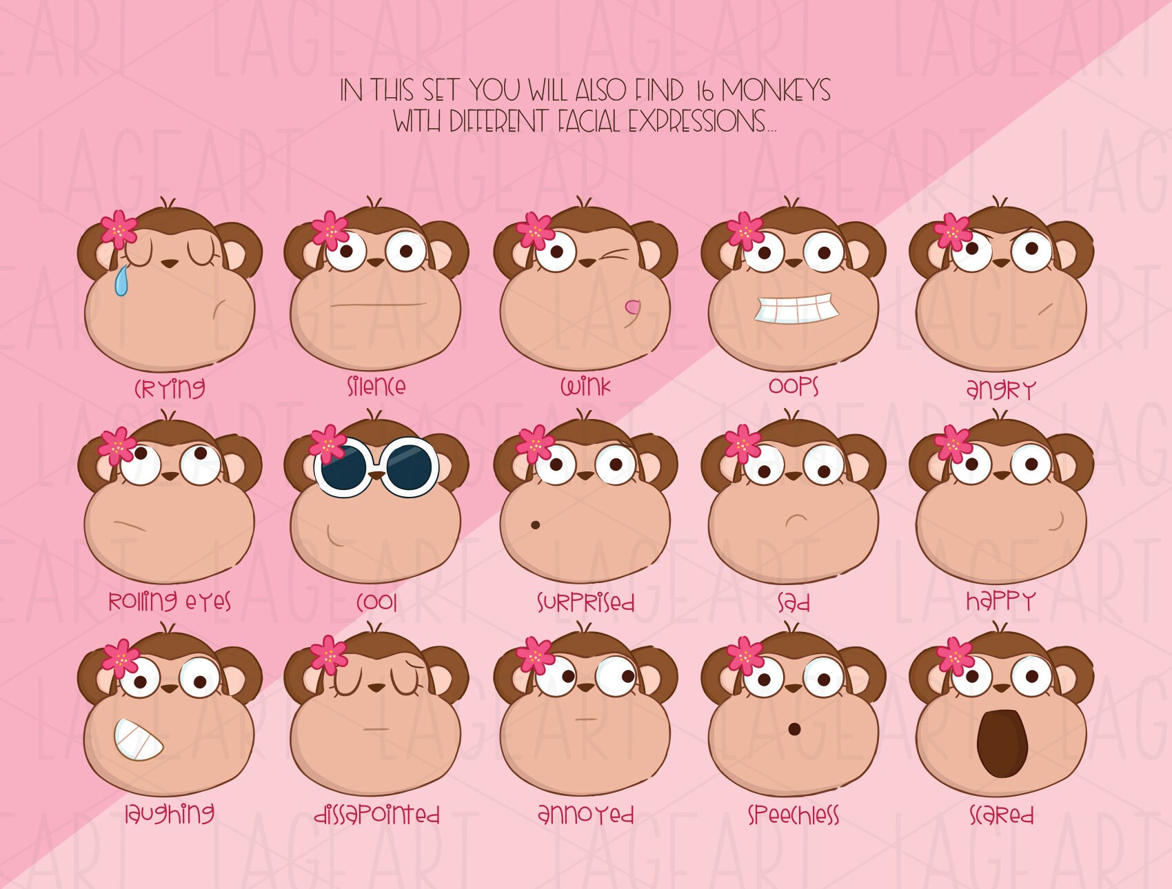 Cute Girl Monkeys Clipart Set / Perfect for DIY Projects / - Etsy