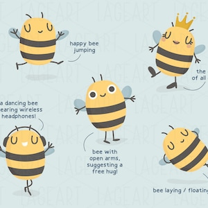Bees Clipart Set / Spring PNG / Cute Bee / Flowers Illustration ...