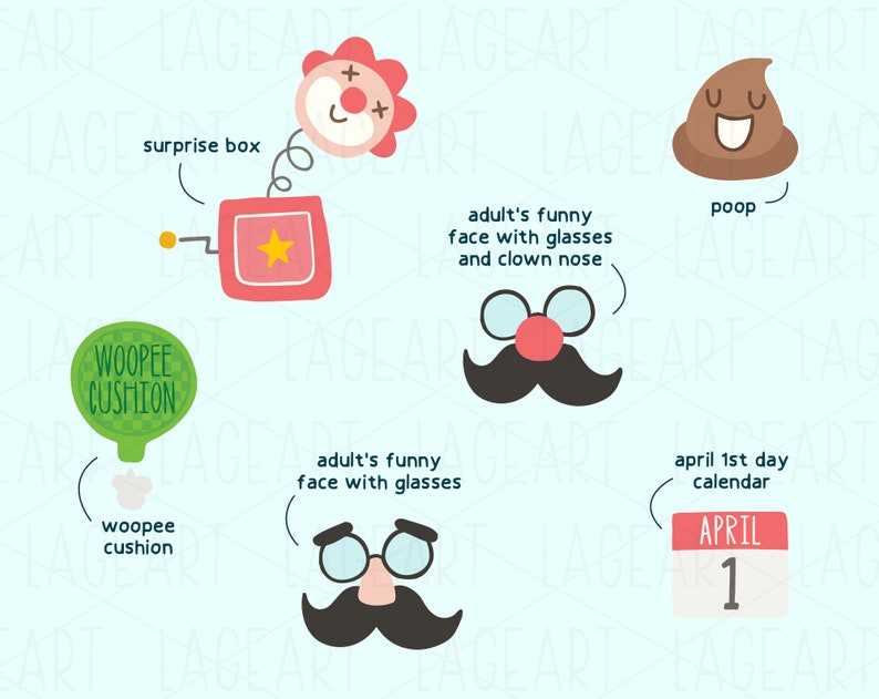 April Fools Clipart Set / Prank PNG / Poop Illustration / Surprise Box ...