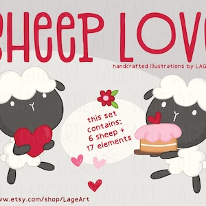 Sheep Clipart / Valentine's Day Clipart / Sheep Love / Sheep PNG / Love ...