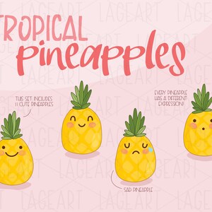 Pineapples With Faces Clipart / Pineapple Graphics / Summer Clipart ...
