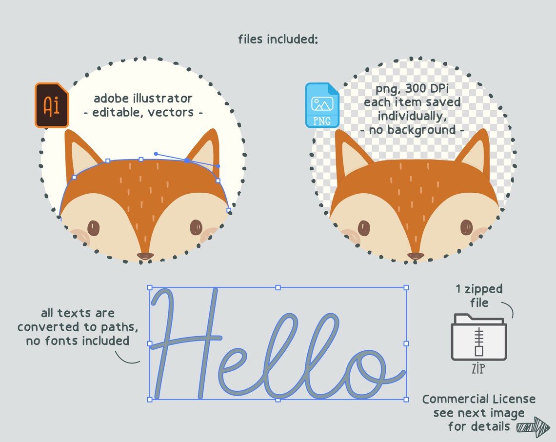 Autumn Fox Clipart Set / Fall PNG / Cute Fox / Flowers Illustration ...
