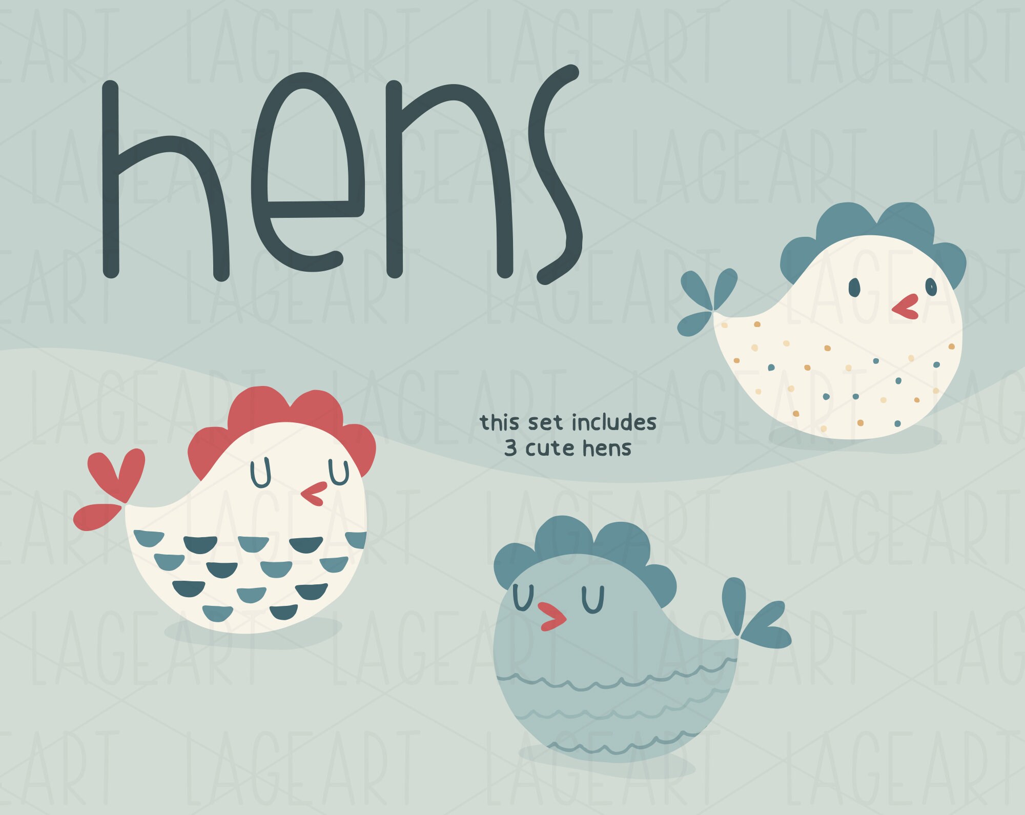 Cute Hens Clipart Set / Hen PNG / Flowers Illustration / - Etsy
