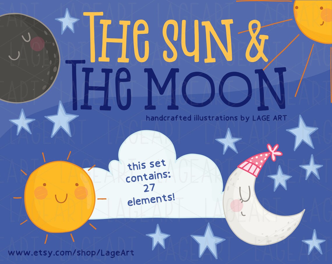 Sun Clipart / Moon Clipart / Moon Sun Illustration / Stars / Cute / SVG ...