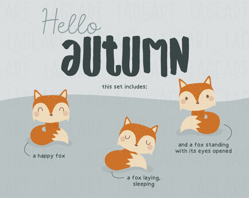 Autumn Fox Clipart Set / Fall PNG / Cute Fox / Flowers Illustration ...