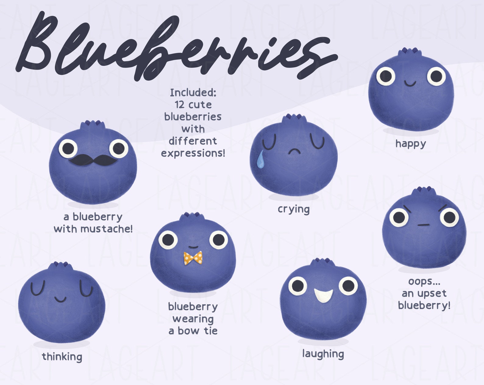 Blueberries Clipart Set / PNG / Cute Blueberry / Fruit Illustration ...