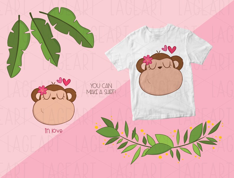 Cute Girl Monkeys Clipart Set / Perfect for DIY Projects / Contains 6 ...