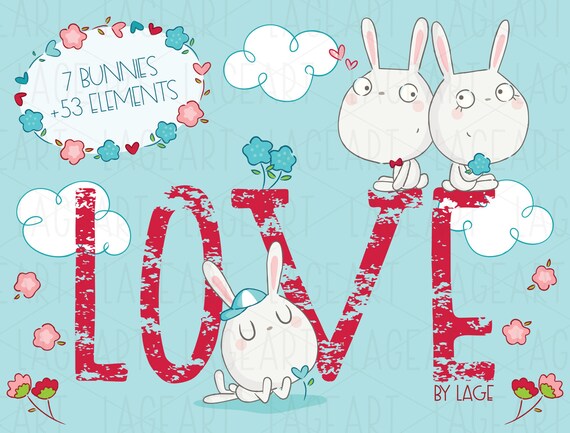 Bunnies in Love Clipart Set / Perfect for DIY Projects / | Etsy