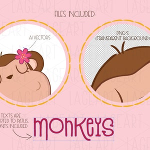 Cute Girl Monkeys Clipart Set / Perfect for DIY Projects / Contains 6 ...