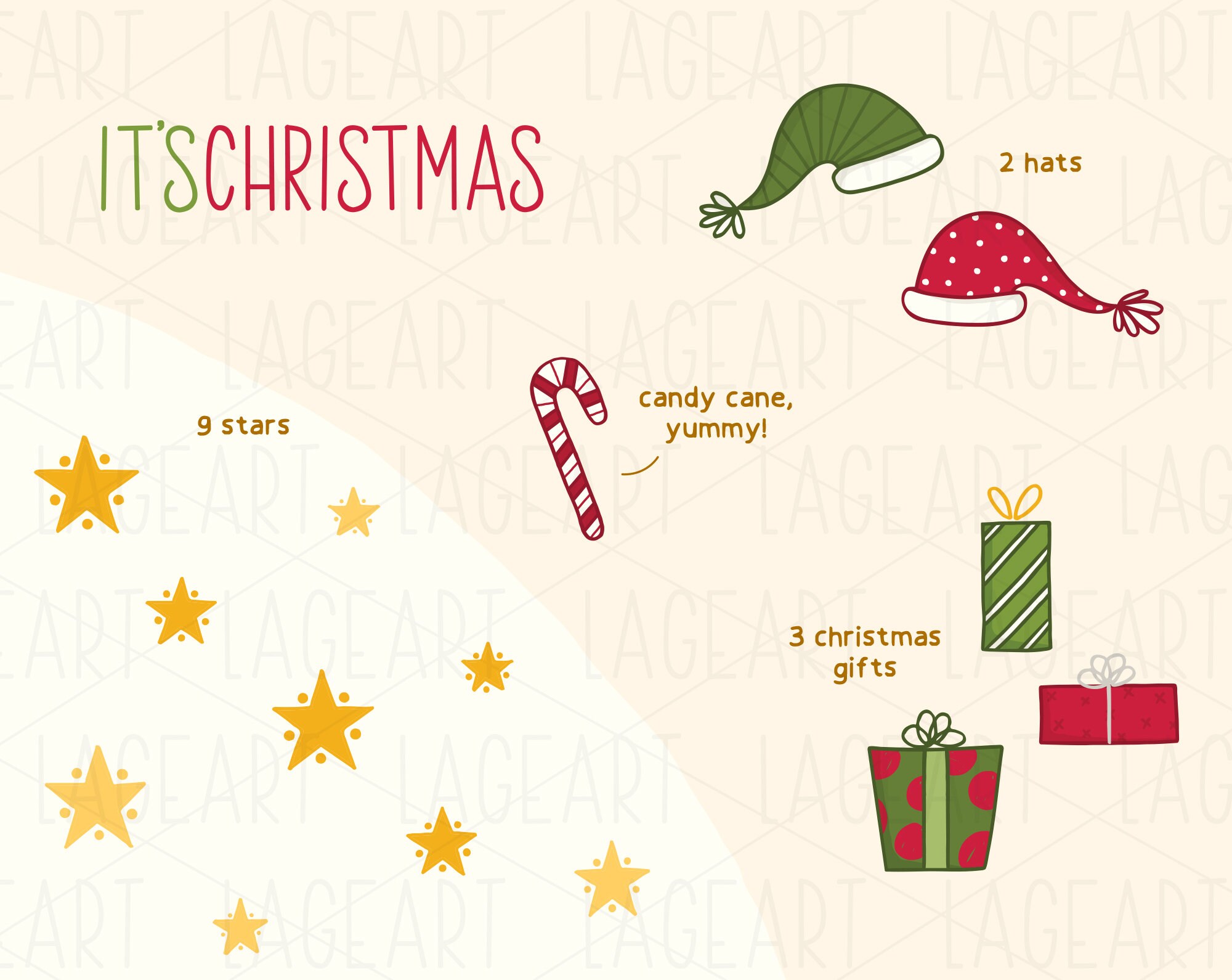 Christmas Clipart / Bunny Illustration / Holly Leaves Berries / Wreath ...