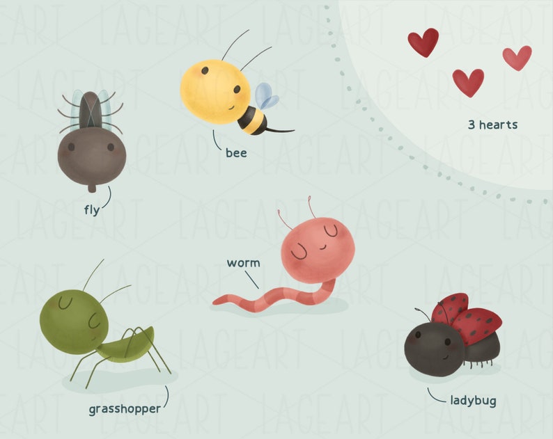 Bugs and Insects Clipart Set / Ant PNG / Cute Butterfly / Bee ...