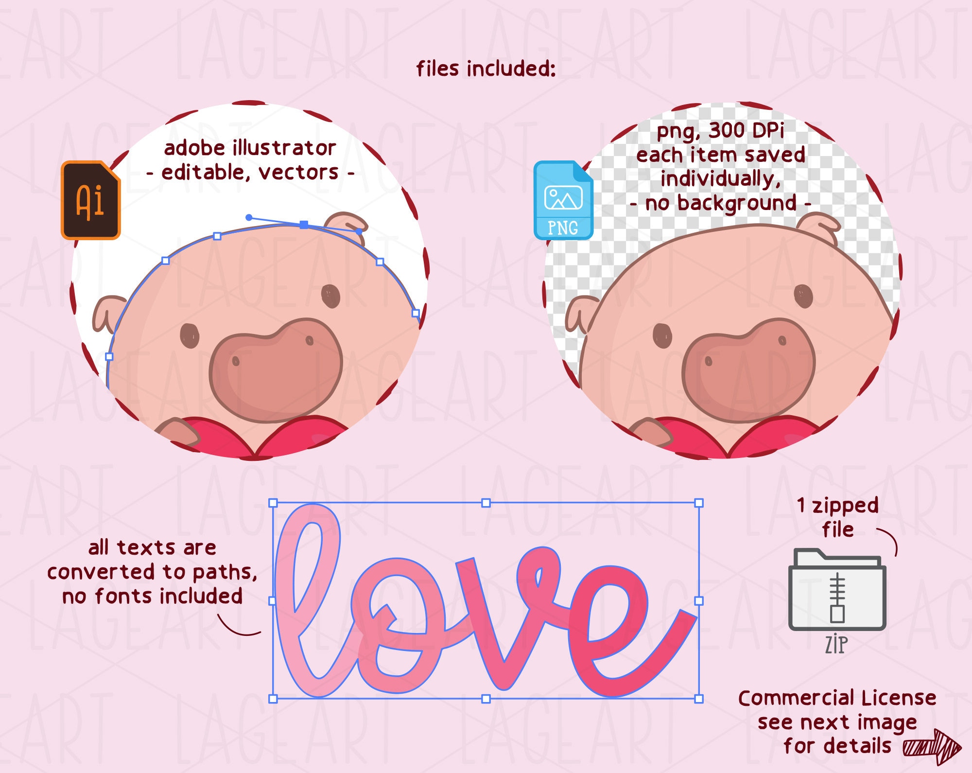 Piggy Clipart / Valentine's Day Clipart / Pig Love / Pig PNG / Love ...
