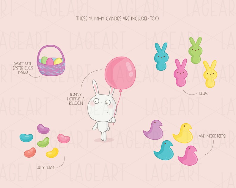 Spring Bunny Clipart Set / Happy Easter / Easter Bunny / - Etsy