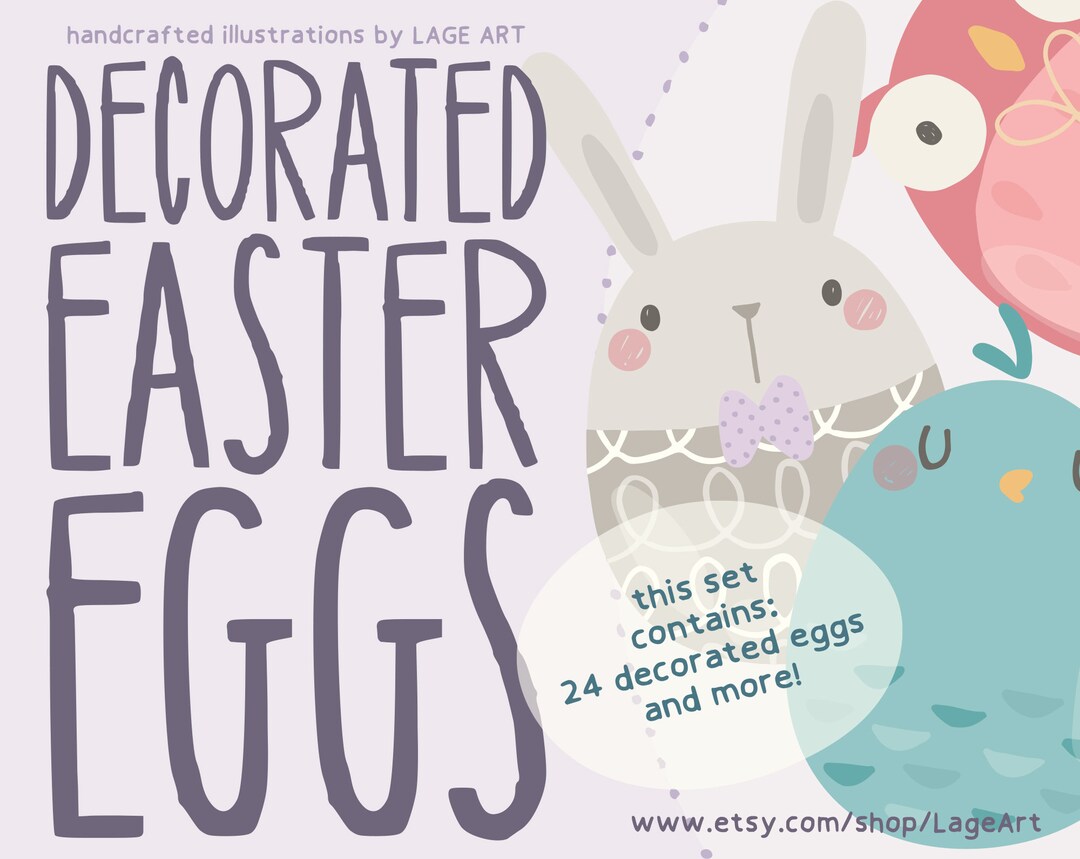 Cute Easter Eggs Clipart Set/ Bunny / Chick / Lamb / Bee / Bear Spring ...
