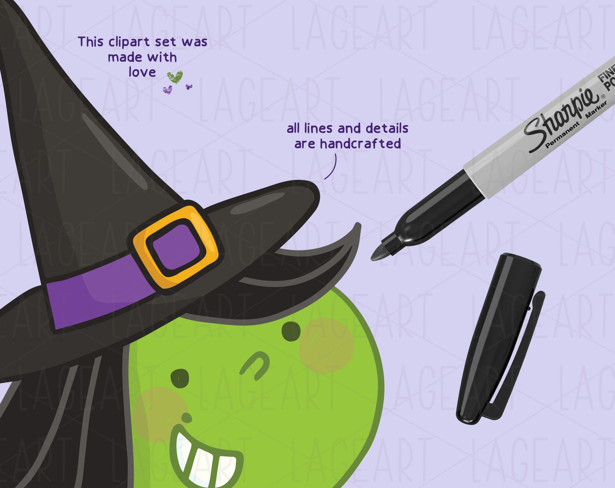 Halloween Clipart / Witch Clipart / Witch Illustration / Bat / Broom ...