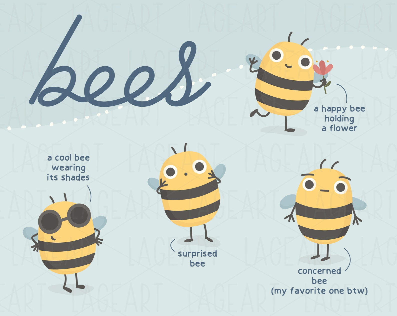 Bees Clipart Set / Spring PNG / Cute Bee / Flowers Illustration ...