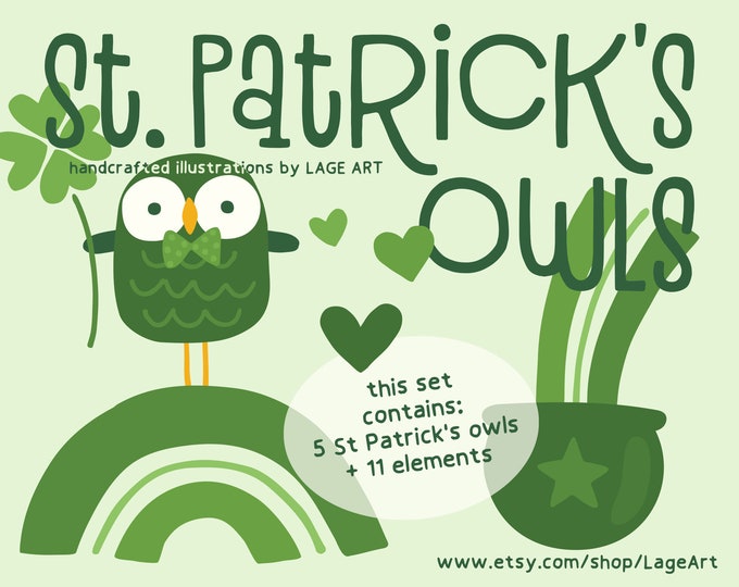 St Patrick Owls Clipart Set - SVG & 14 Pngs | Digital Download - Etsy ...