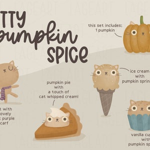 Pumpkin Spice Clipart Set / Autumn PNG / Cute Kitty / Cat Illustration ...