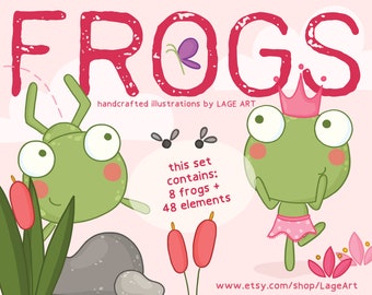 Frogs Clipart, Pond Clipart, Lilypads Clipart, Butterfly Clipart ...