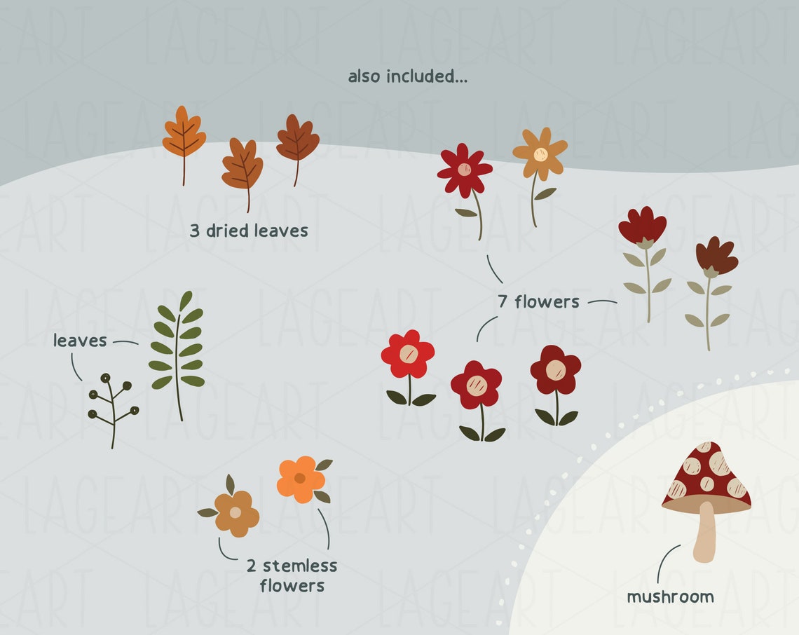 Autumn Fox Clipart Set / Fall PNG / Cute Fox / Flowers Illustration ...