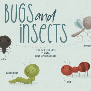 Bugs and Insects Clipart Set / Ant PNG / Cute Butterfly / Bee ...
