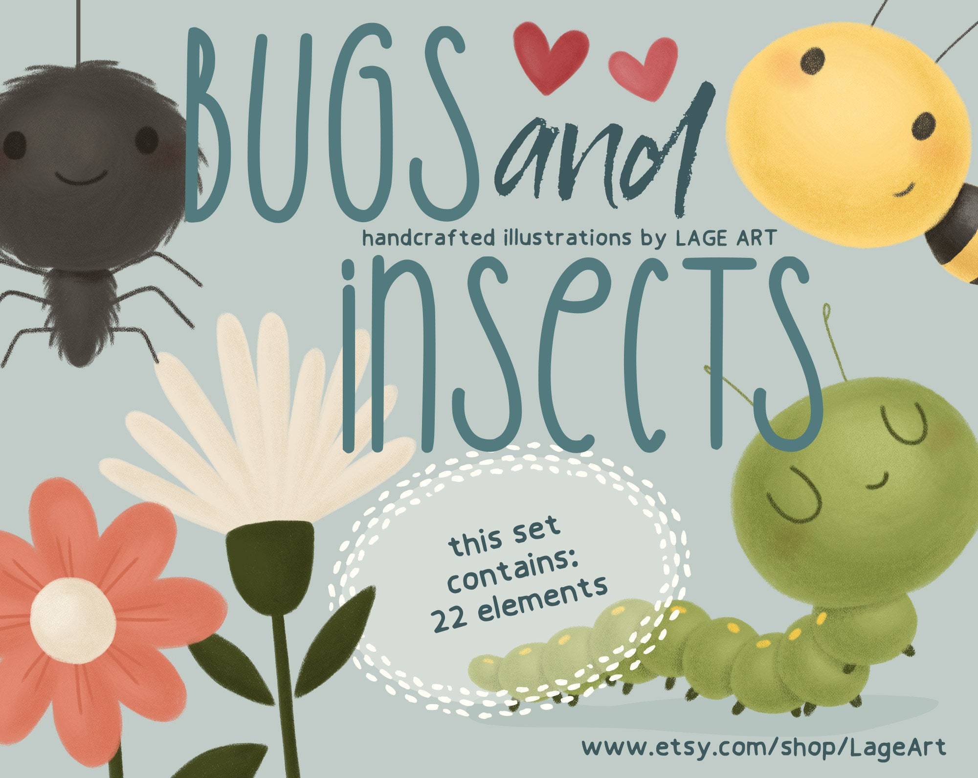 Bugs and Insects Clipart Set / Ant PNG / Cute Butterfly / Bee ...