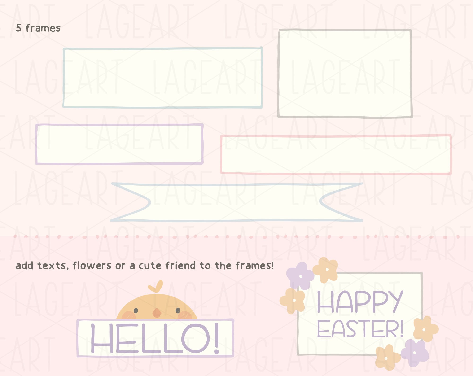 Cute Easter Borders Frames / Bunny Ears / Chick / Carrot / Spring ...