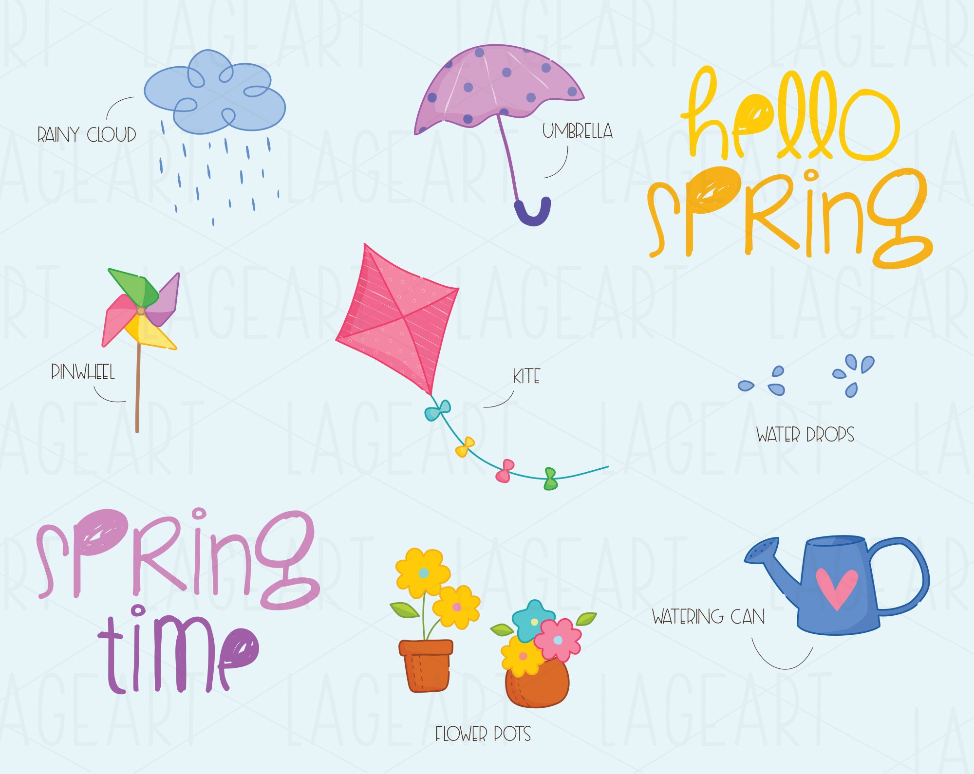 Spring Clipart Set / Mouse Clipart / Bouquet Clipart / Cute / Mouse ...