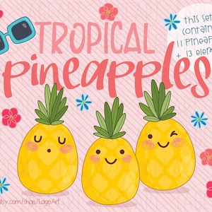 Pineapples With Faces Clipart / Pineapple Graphics / Summer Clipart ...