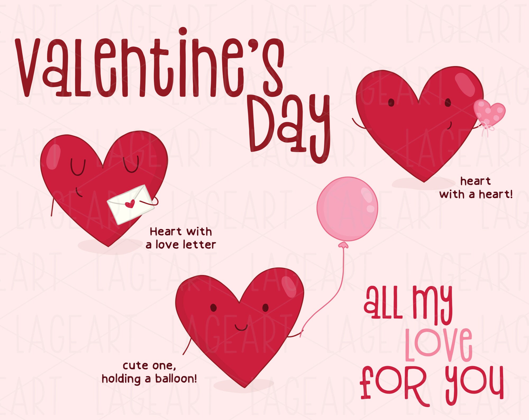 Valentines Day Clipart / Hearts Clipart Set / PNG / Love Illustration ...