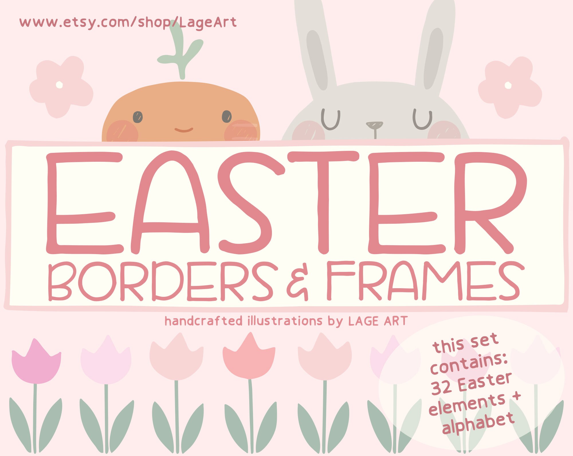 Cute Easter Borders Frames / Bunny Ears / Chick / Carrot / Spring ...