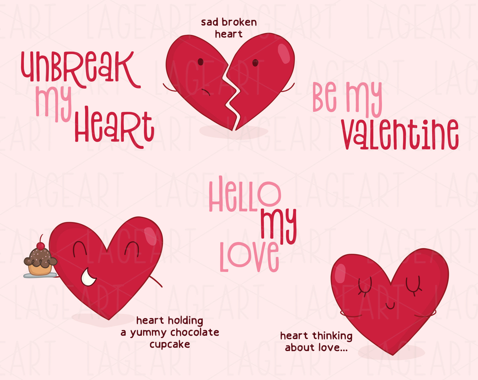 Valentines Day Clipart / Hearts Clipart Set / PNG / Love Illustration ...