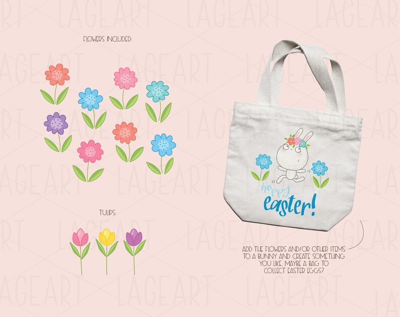 Spring Bunny Clipart Set / Happy Easter / Easter Bunny / - Etsy